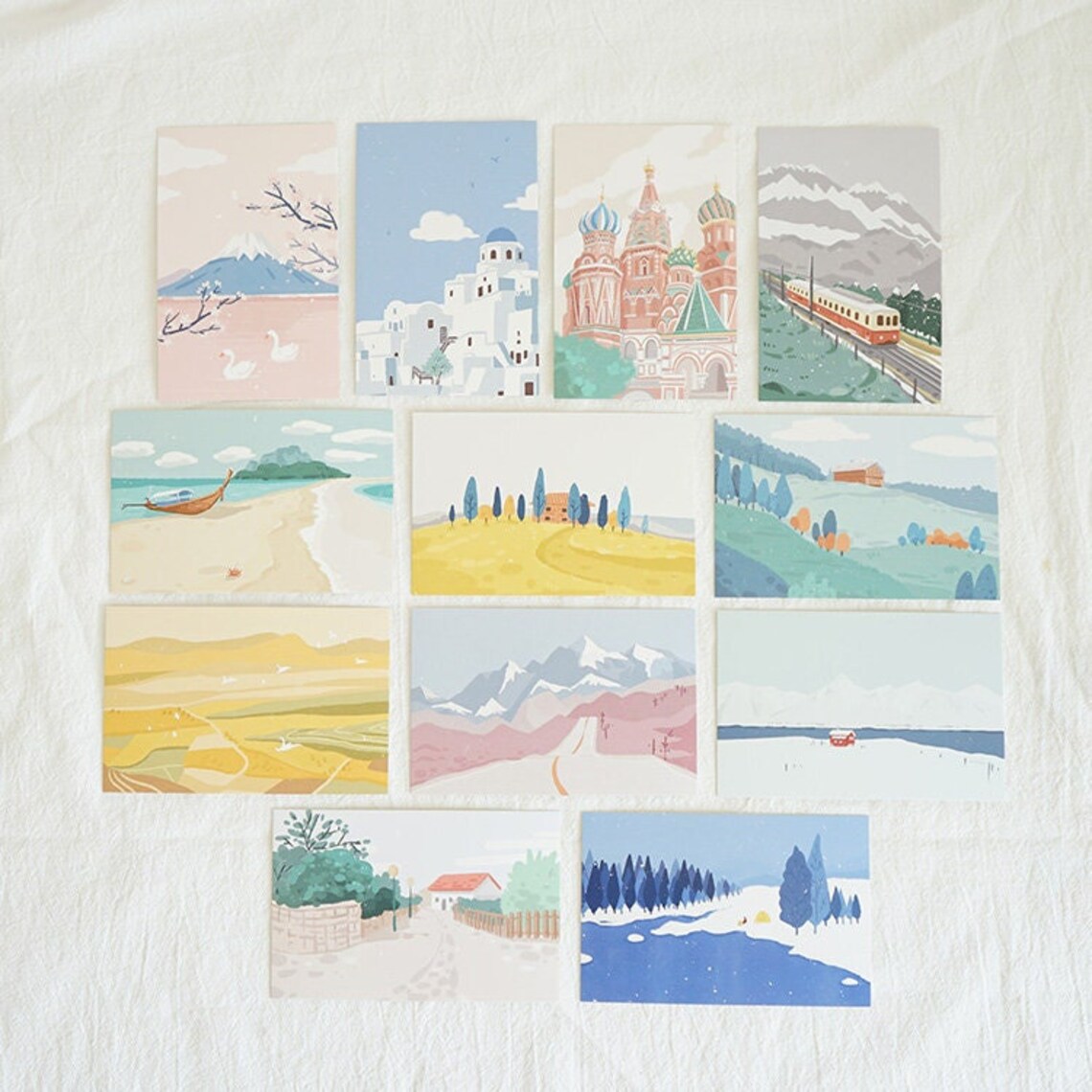 Hand Painted Landscape Postcard Set: Gallery Art (30pc) - Etsy