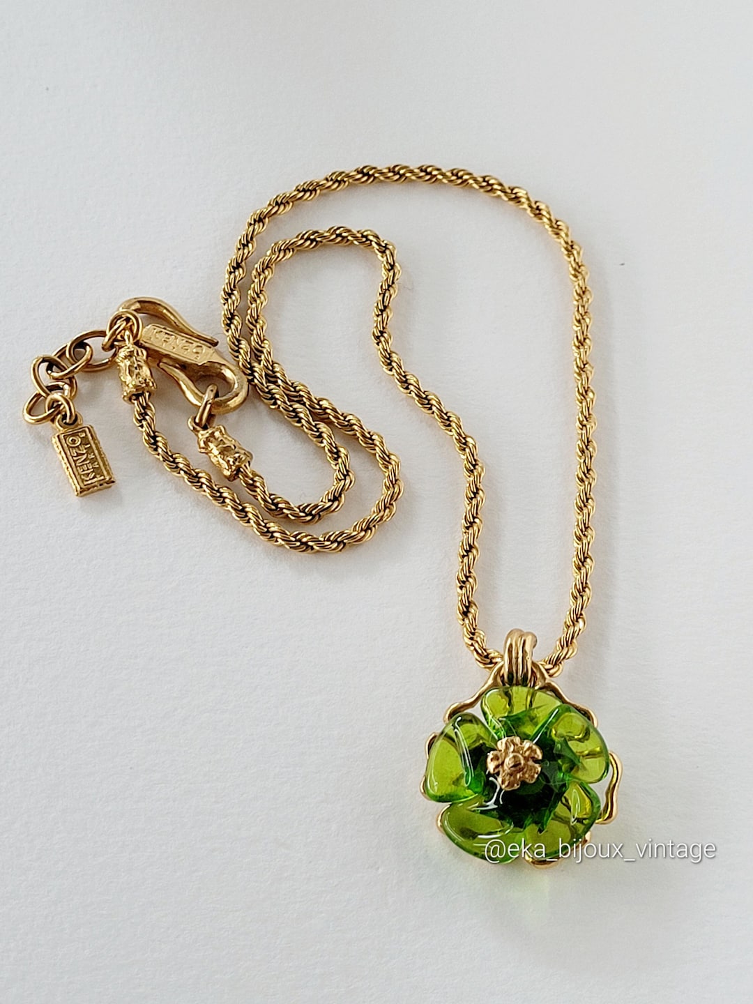 Kenzo Paris - Vintage Glass Flower Pendant Necklace - Etsy