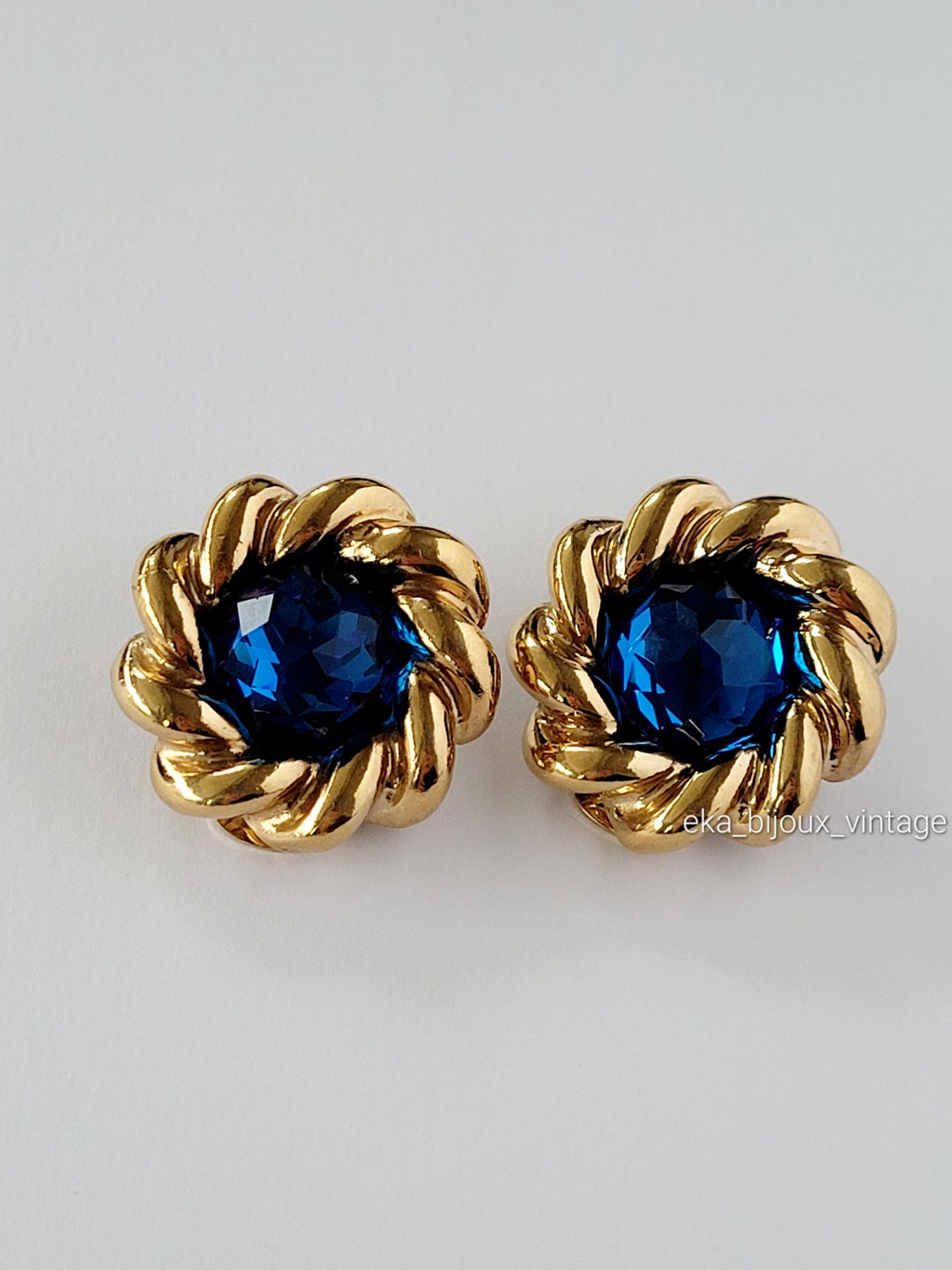 Agatha Paris Vintage Blue Crystal Earrings - Etsy