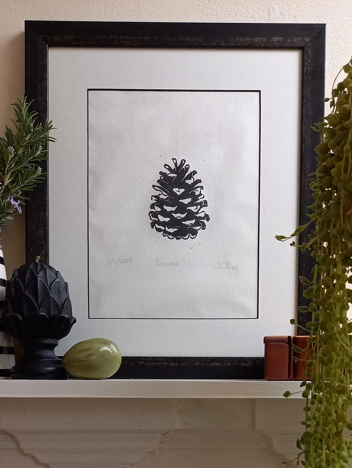 Pine Cone Lino Print A4 - Etsy