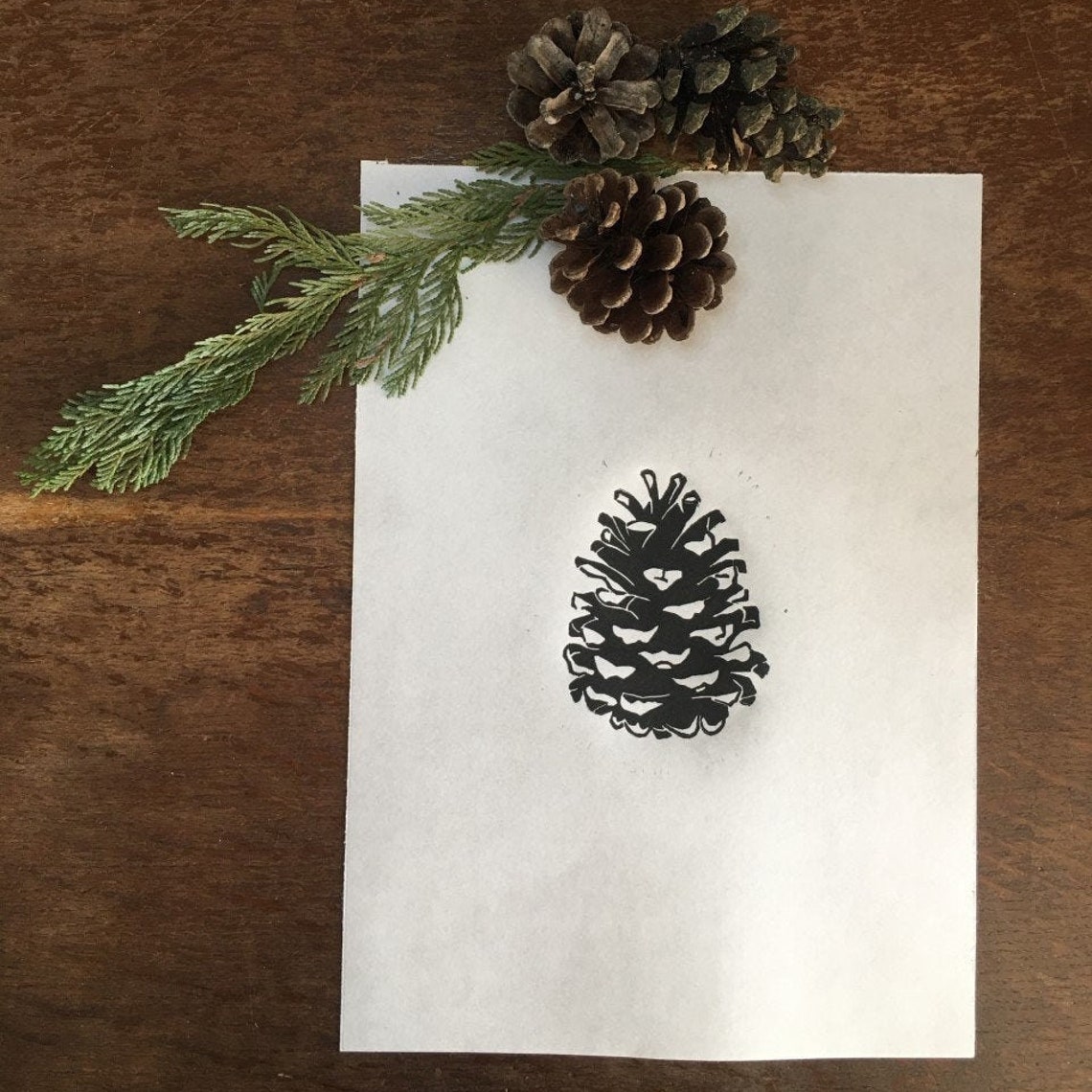 Pine Cone Lino Print A4 - Etsy