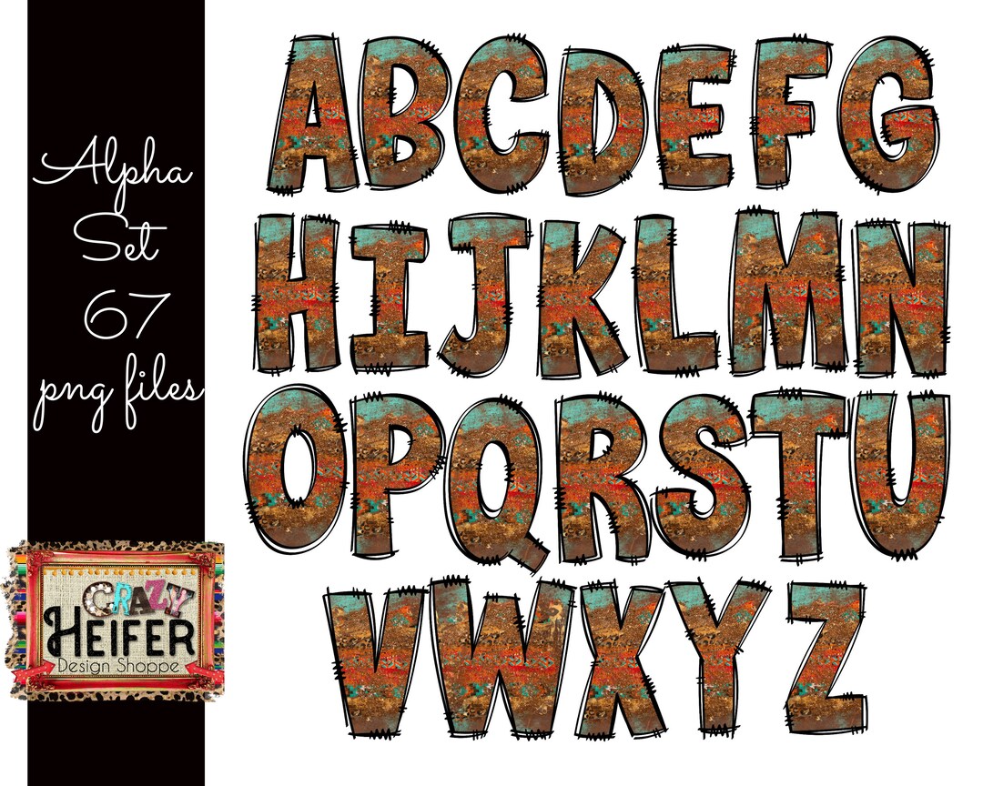 Southwestern Aztec Letters Alphabet Doodle Alpha Set Dye Sublimation ...