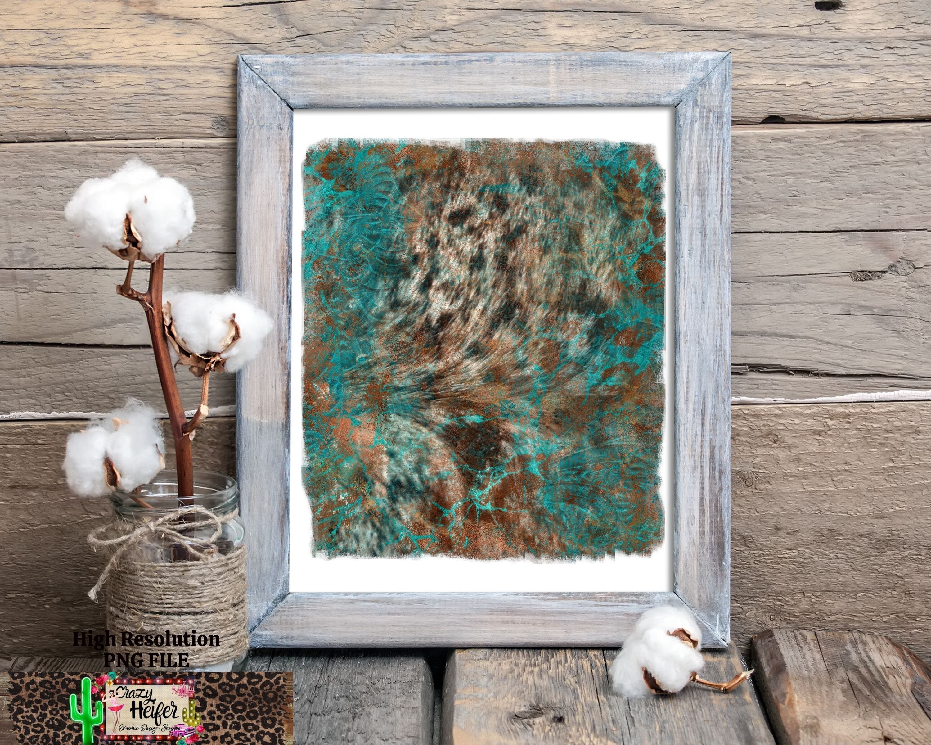Turquoise Cow Leopard Background Grunge Dye Sublimation Design - Etsy