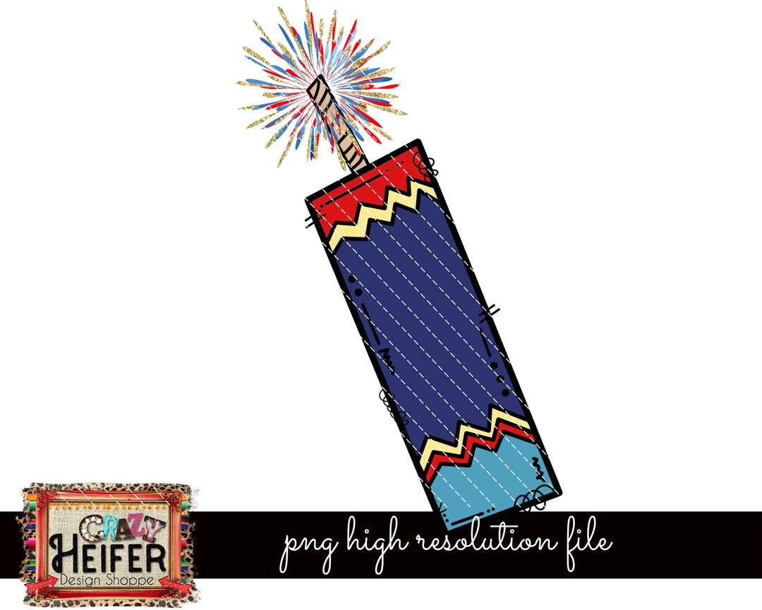 Patriotic Firework Doodle Hand Drawn Rustic Clipart PNG July 4th Dye ...