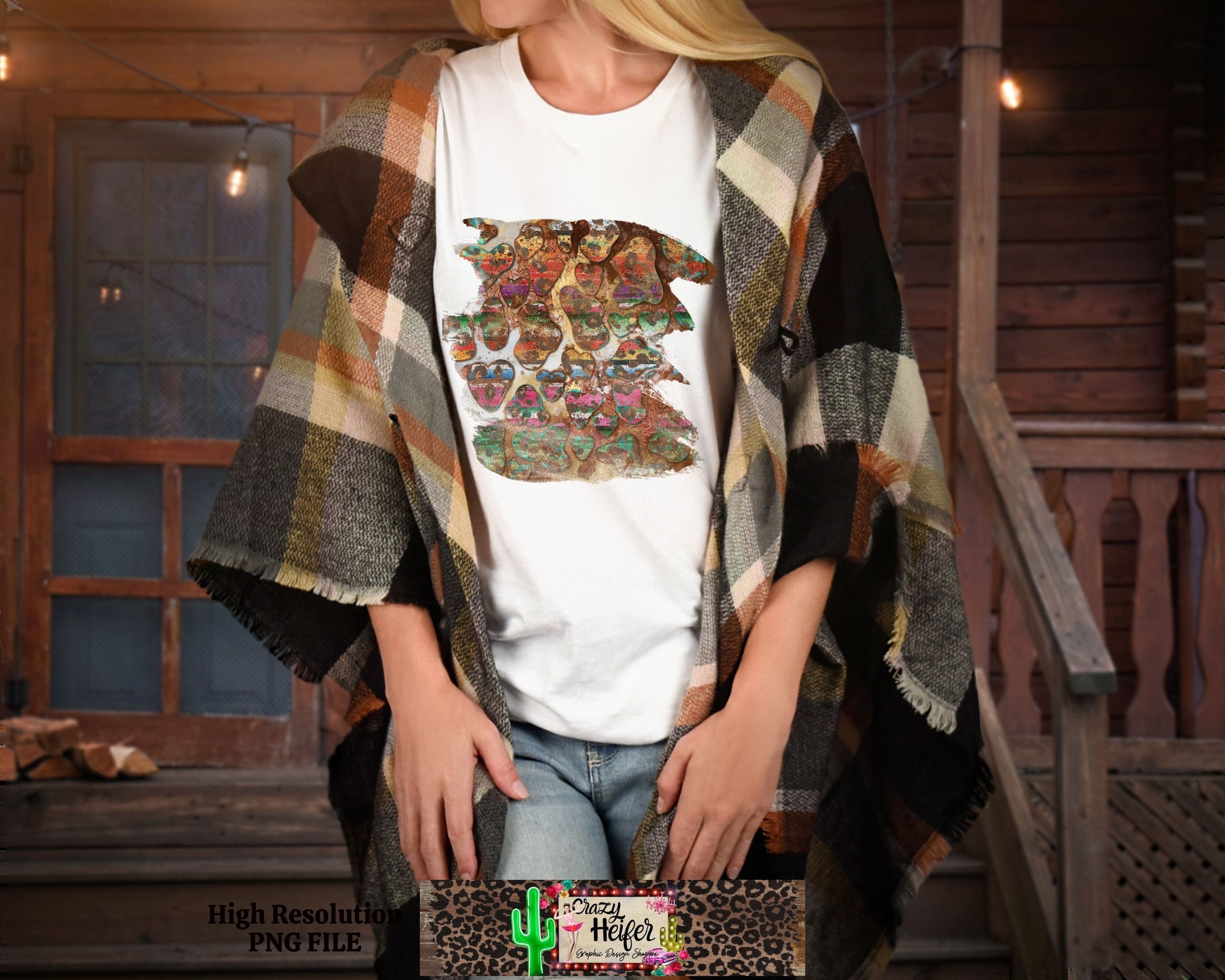 Turquoise Cow Serape Leopard Background Grunge Dye Sublimation | Etsy