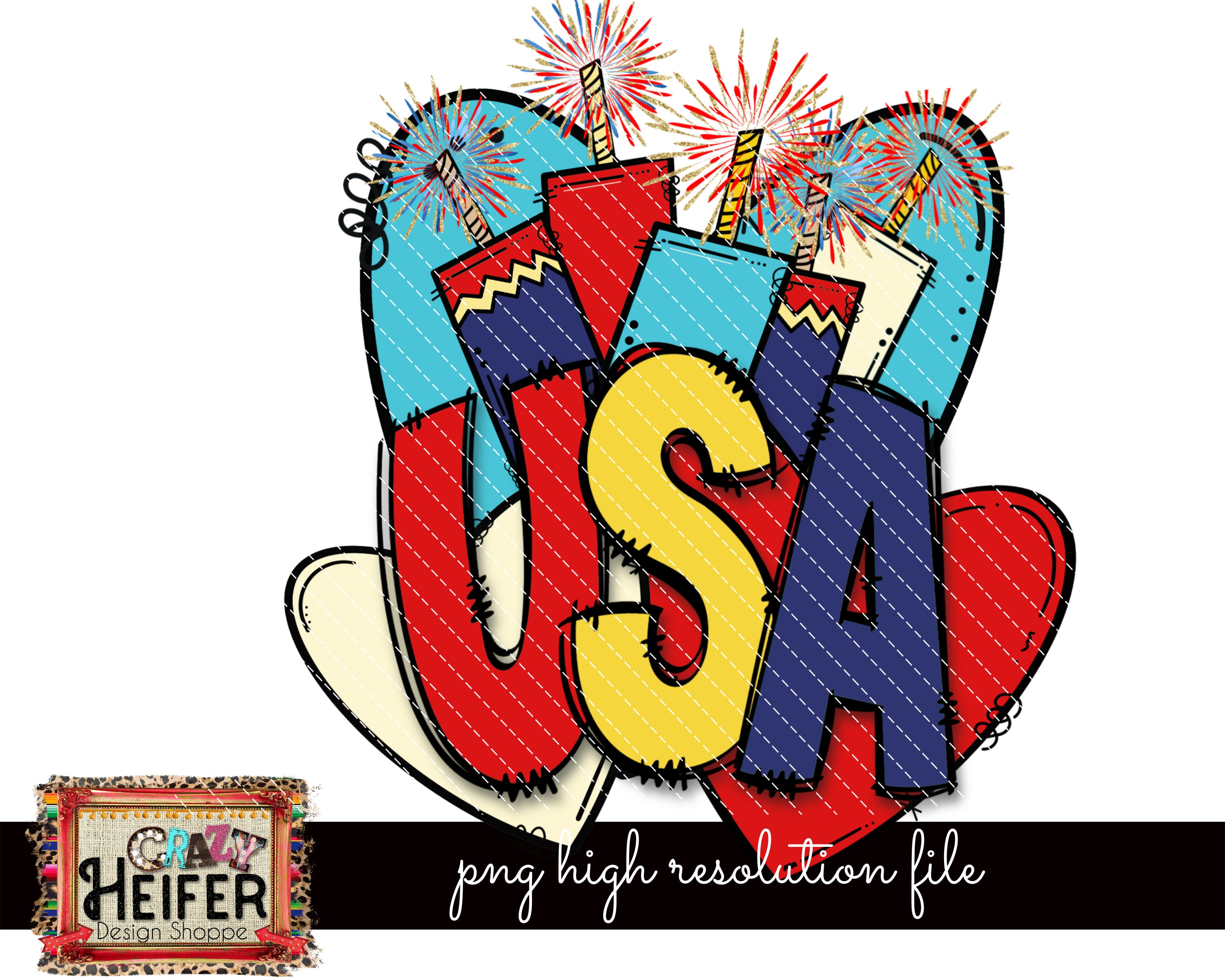 Patriotic Red White Blue Clipart PNG July 4th Dye Sublimation Design ...