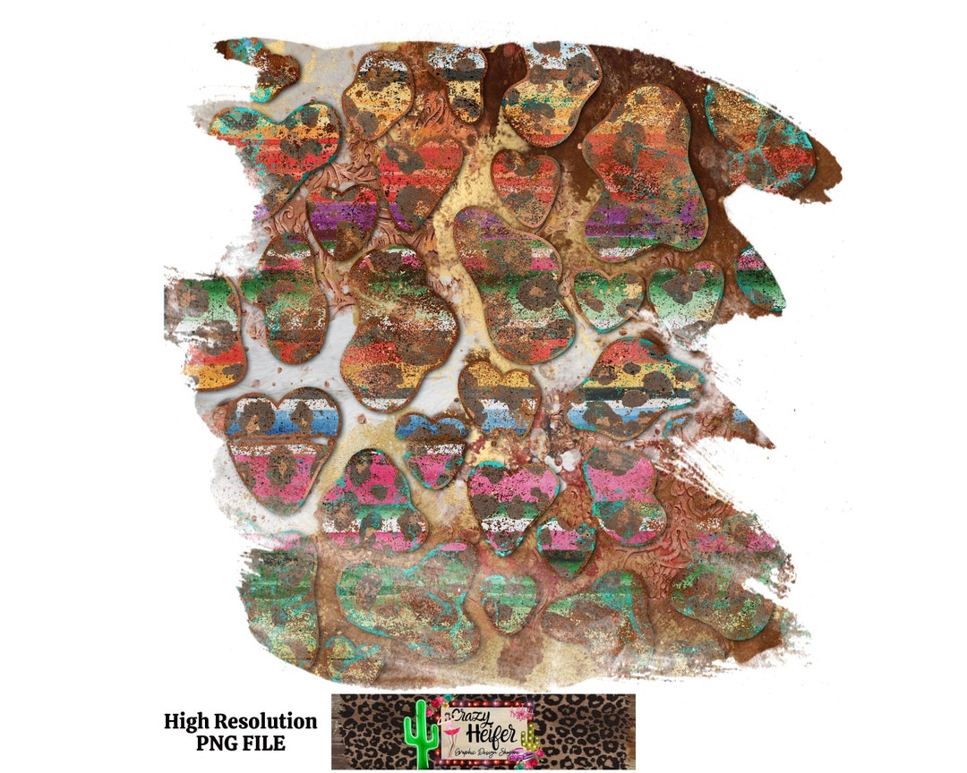 Turquoise Cow Serape Leopard Background Grunge Dye Sublimation Design ...