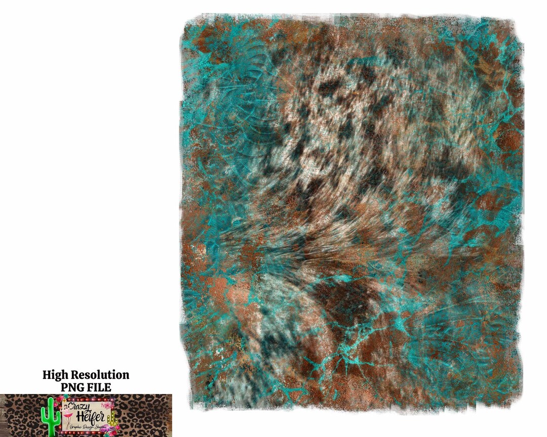 Turquoise Cow Leopard Background Grunge Dye Sublimation Design Digital ...