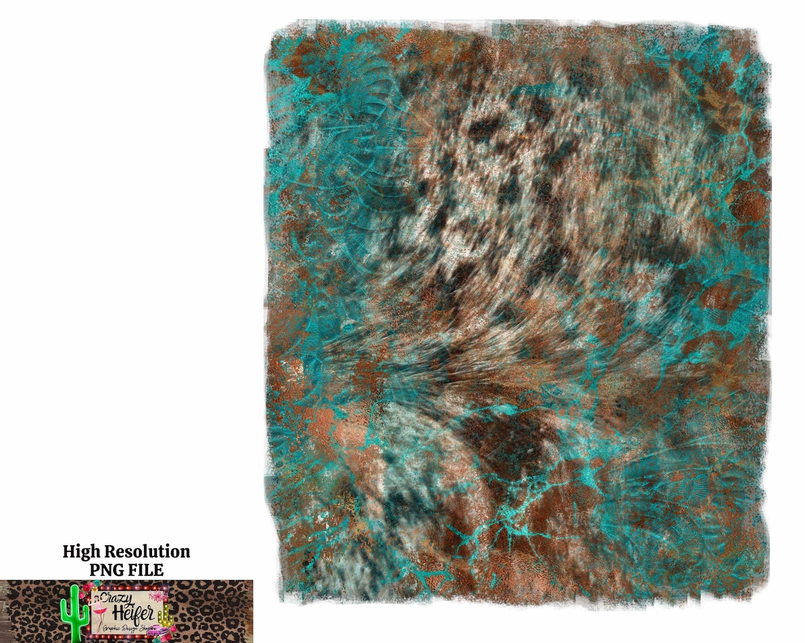 Turquoise Cow Leopard Background Grunge Dye Sublimation Design - Etsy