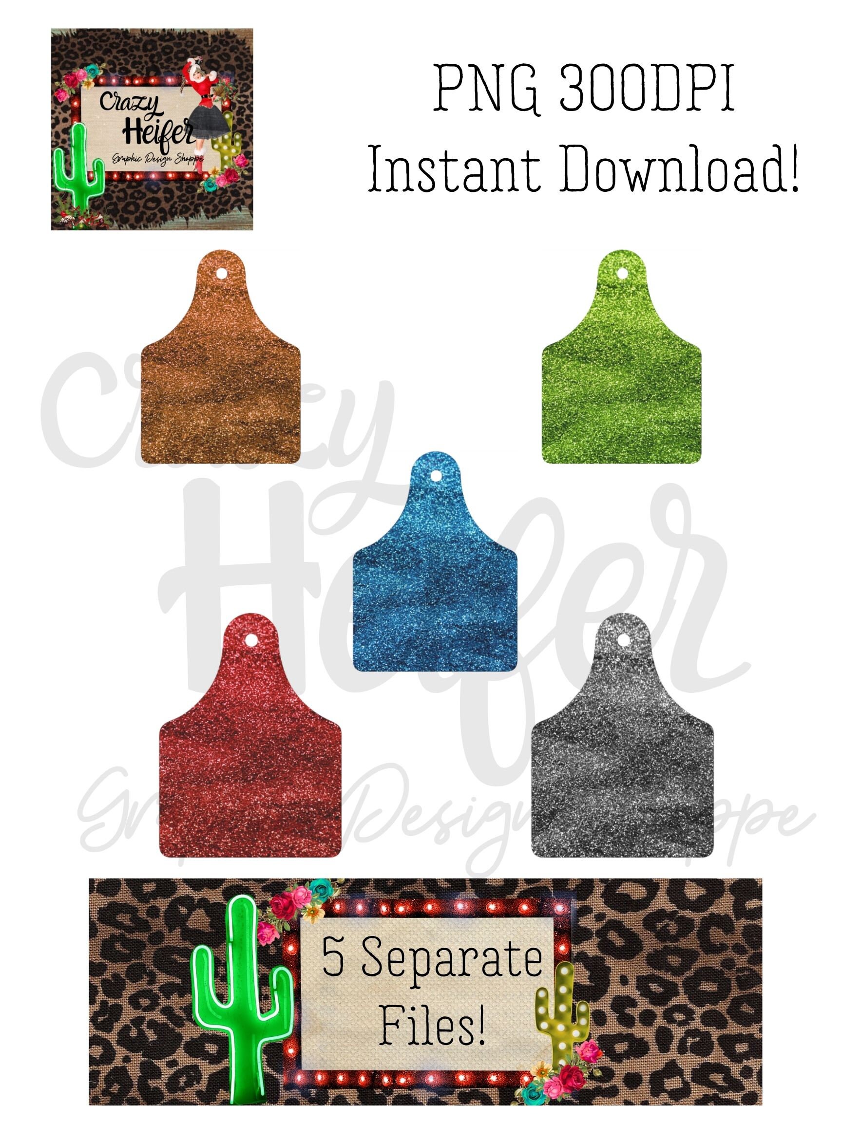 Cattle Ear Tag Cow Tag Glitter Clipart PNG Scrap Book Dye Sublimation ...