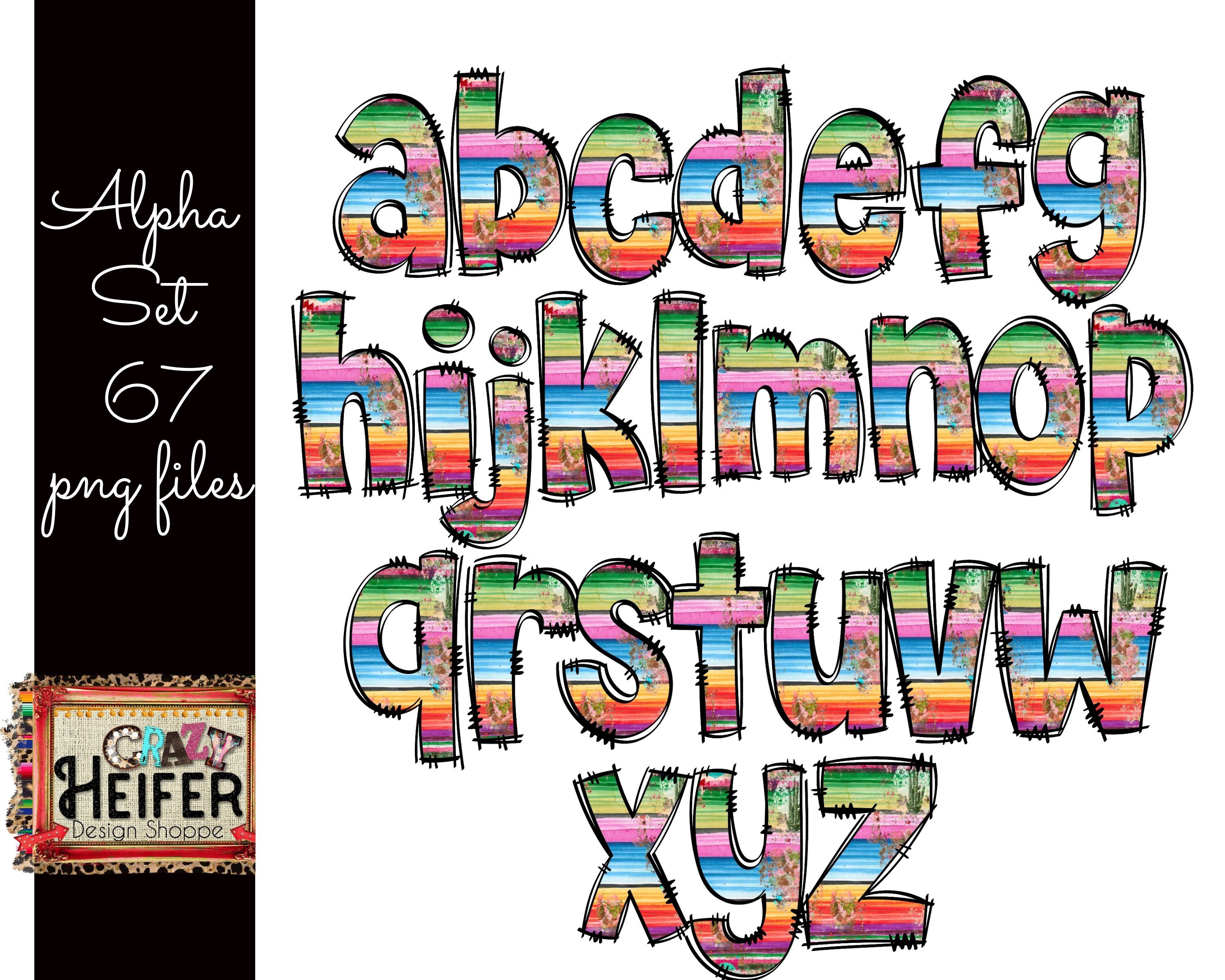 Serape Letters Southwestern Alphabet Doodle Alpha Set Dye Sublimation ...