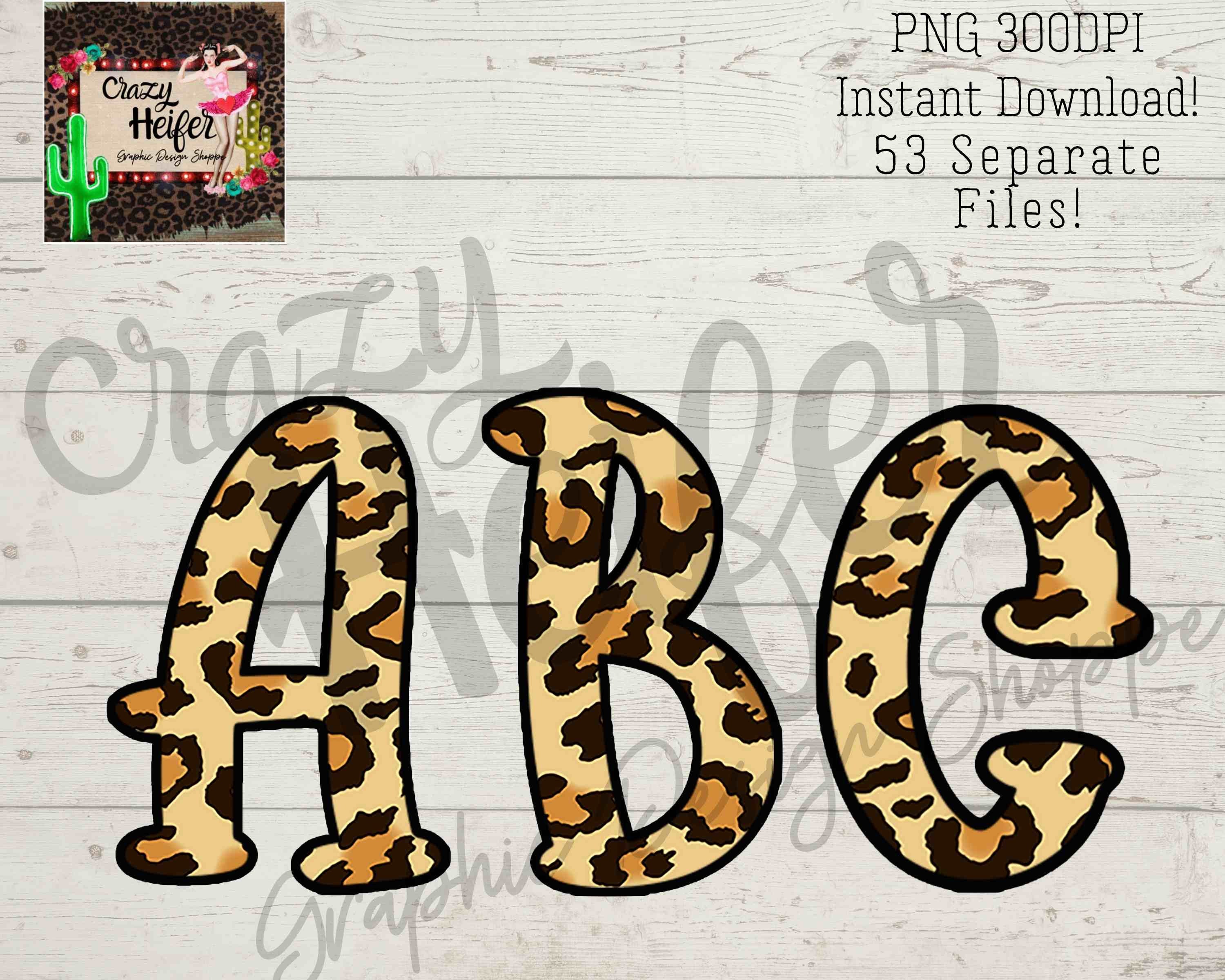 Leopard Letters Alphabet Separate File Alpha Set Dye Sublimation Design ...