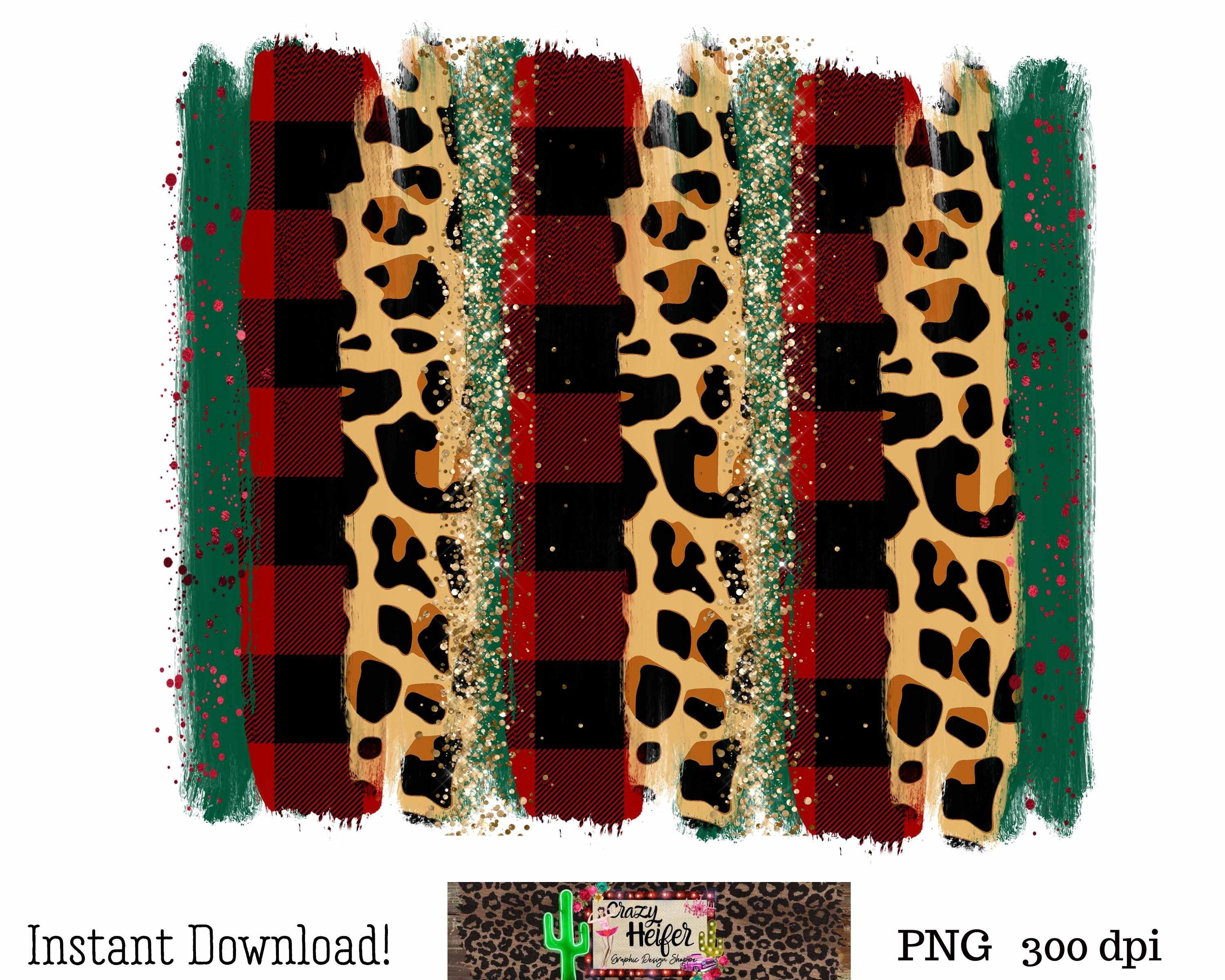 Christmas Buffalo Plaid Leopard Brush Stroke Glitter | Etsy