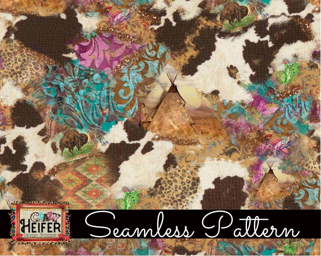 Seamless Pattern Vintage Retro Native Western Southwestern Cowboy ...