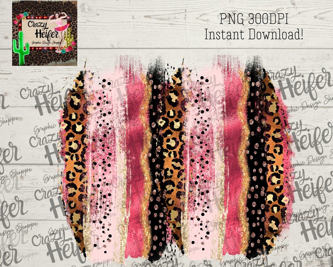 Leopard Pink Rose Gold Brush Stroke Background Dye Sublimation Design ...