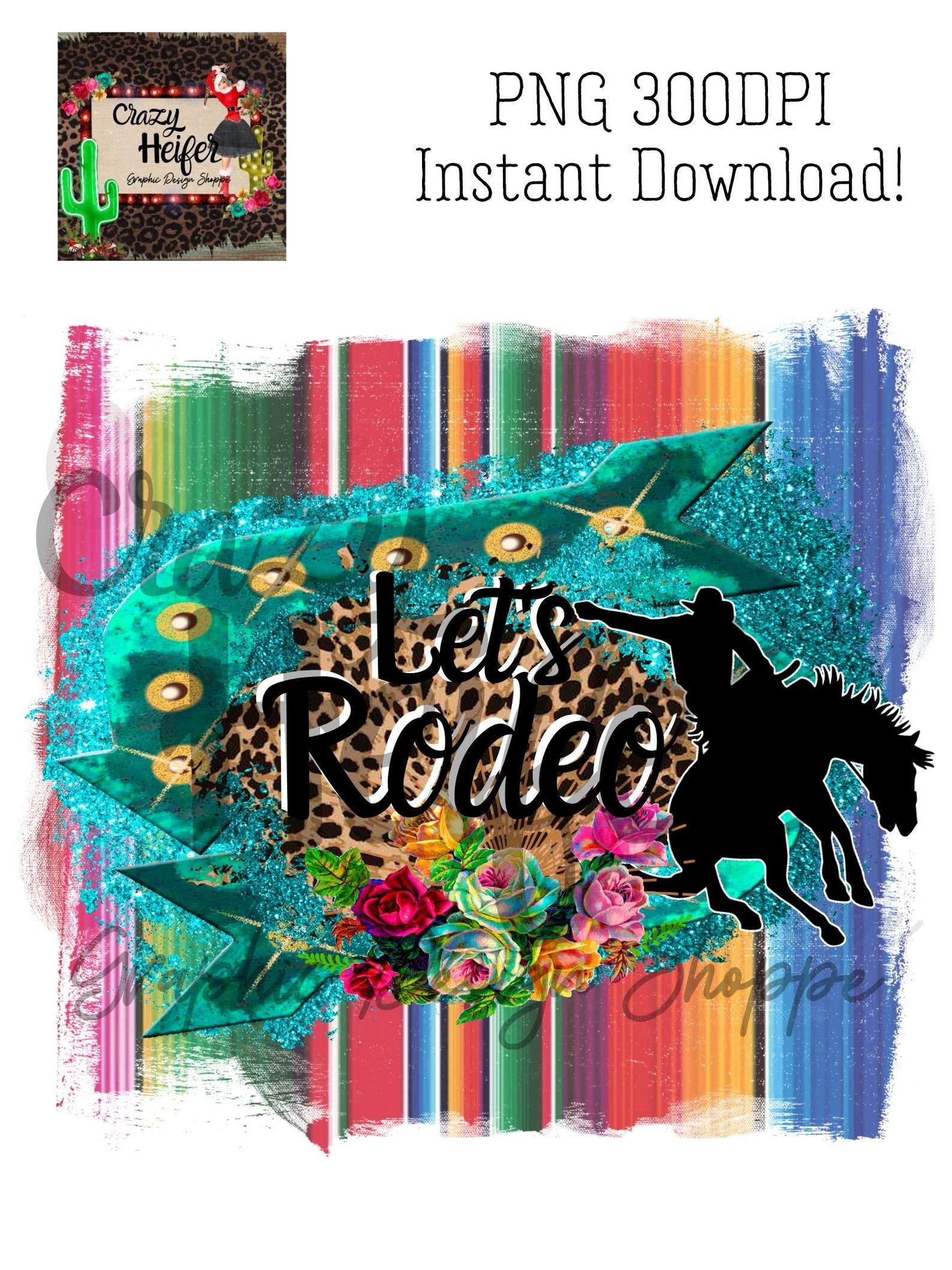 Let's Rodeo Dye Sublimation Design Digital Download Serape Southwestern ...