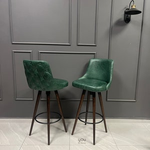 Swivel Personalized Height Stool Swivel Counter / Bar Stools Tufted Back 360 Degrees Swivel Bar ...