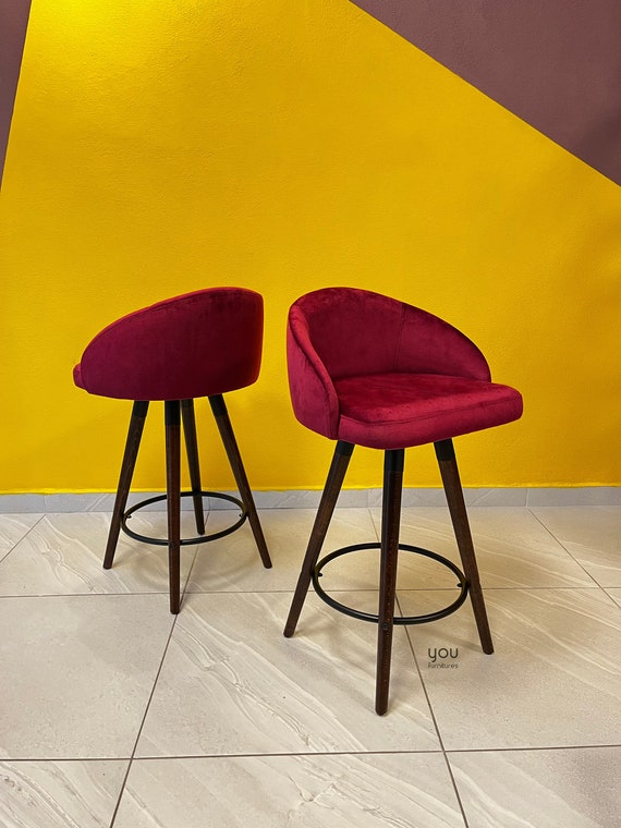 Red velvet bar stool store