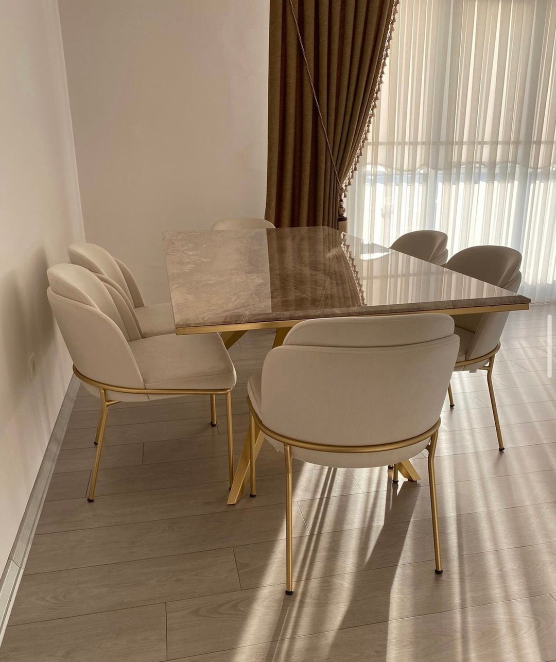 Dining Chair - Gold Color Metal Legs - Chairs for Living Room - Chairs ...