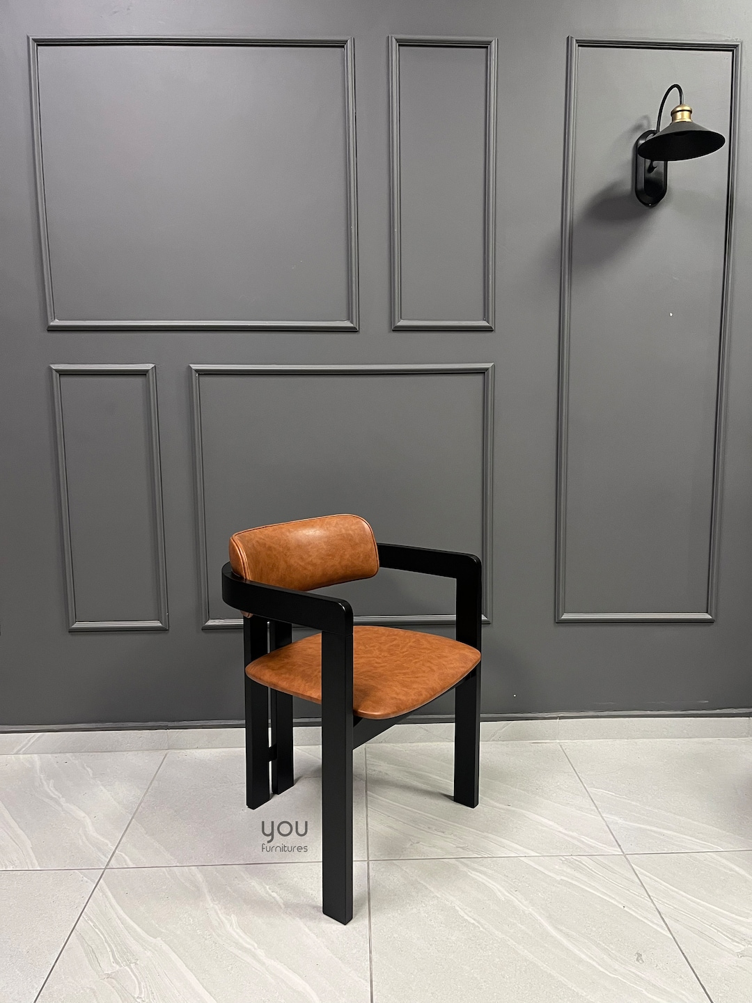 Chair - Mid Century Modern Chair With Genuine Leather - Design Chairs ...