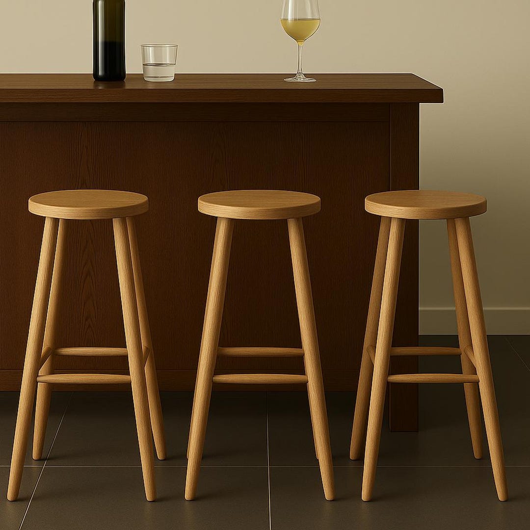 Minimalist Wooden Counter / Bar Stool Circular Seat – Scandinavian ...