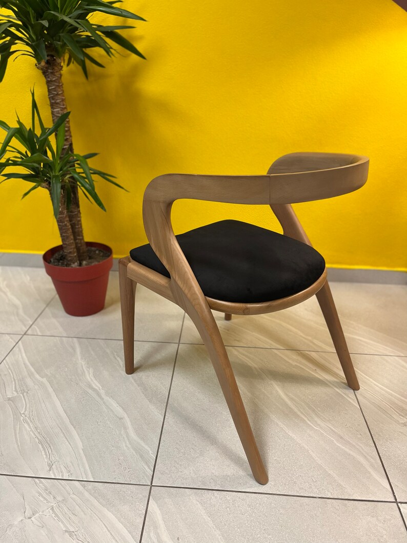 Mid Century Modern Handmade Chair Leather/velvet Seat - Etsy