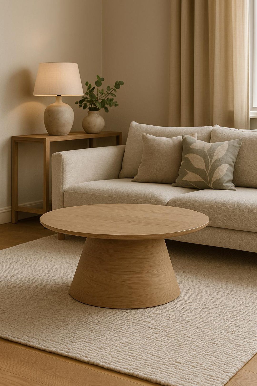 Round Coffee Table – Solid Hornbeam Wood | Custom Wood Stain | Living ...