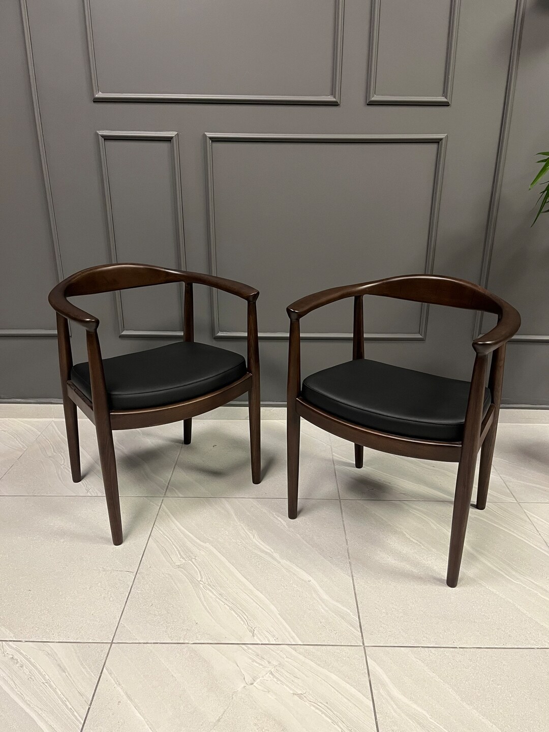 Mid Century Chair With Genuine Leather - Handmade - Vintage Home Design ...