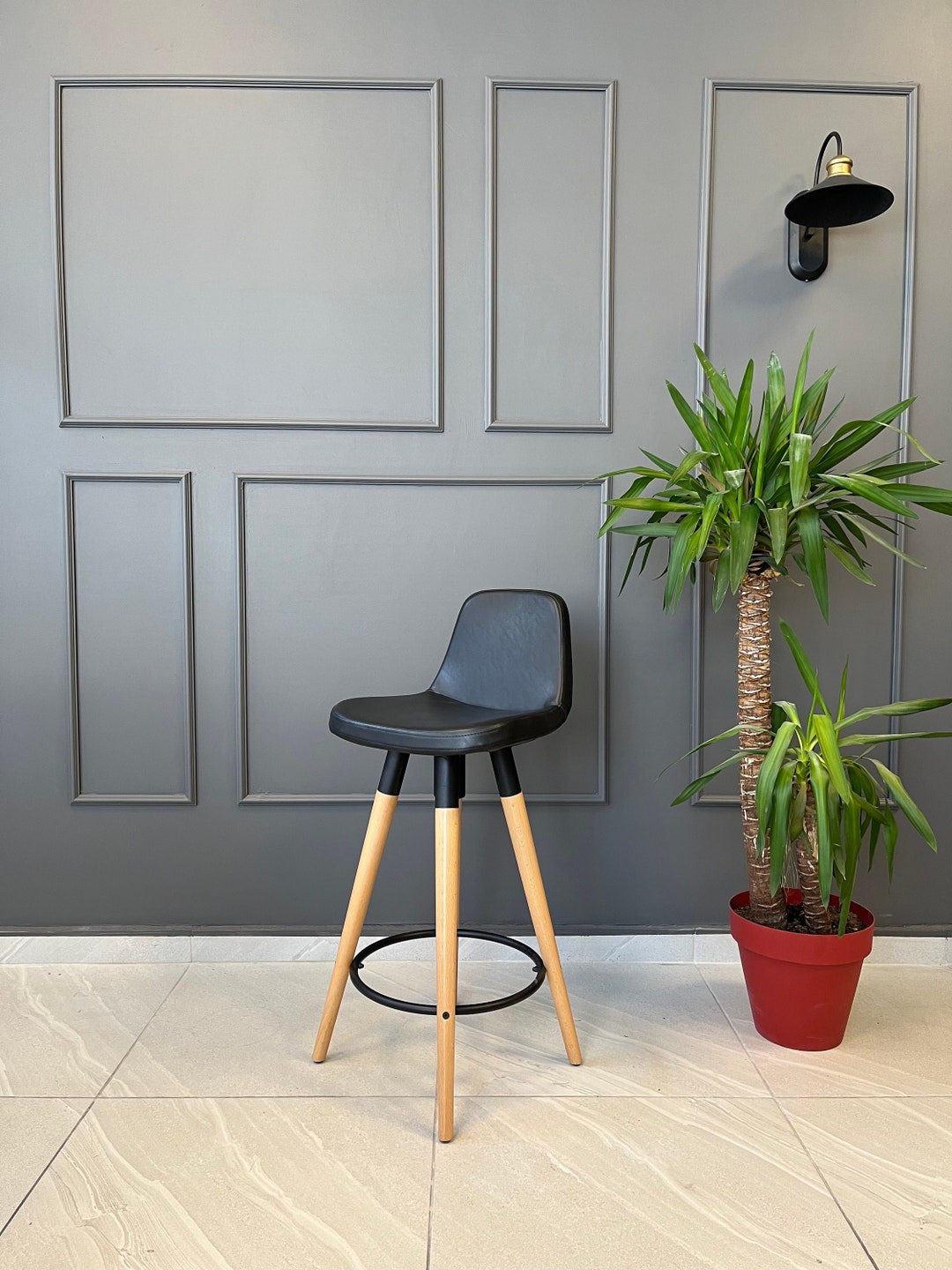 Swivel Personalized Seat Height Stools With Genuine Leather - Counter ...