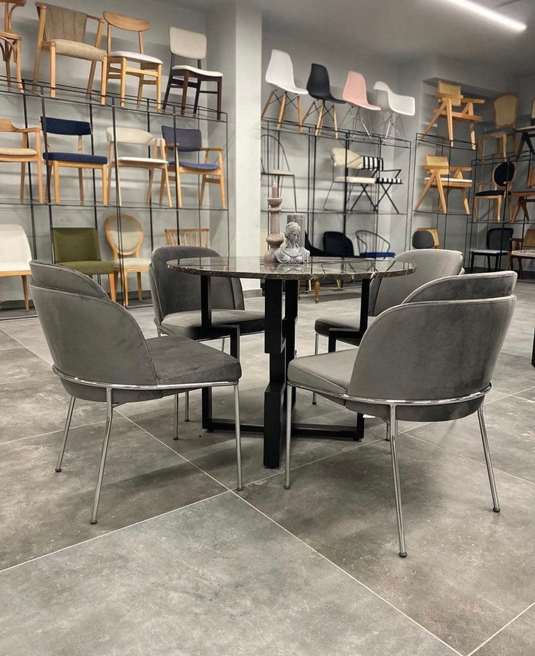 Dining chairs with silver legs store