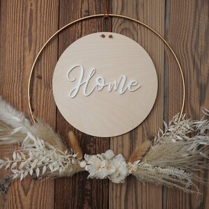 Wooden Sign With Dried Flower Wreath I Flowerhoop I Flower Ring 30 Cm I ...
