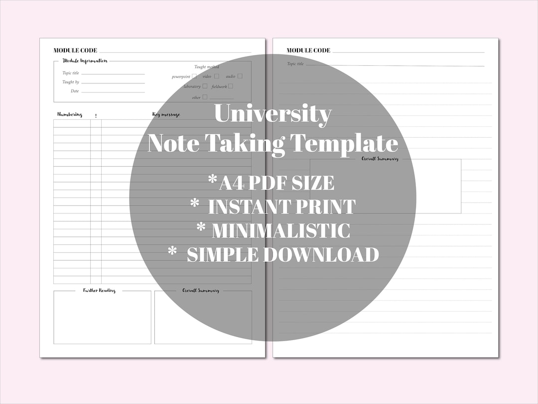 University Note Taking, Note Printable, Planner Printable, Module ...