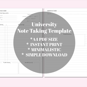 University Note Taking, Note Printable, Planner Printable, Module ...