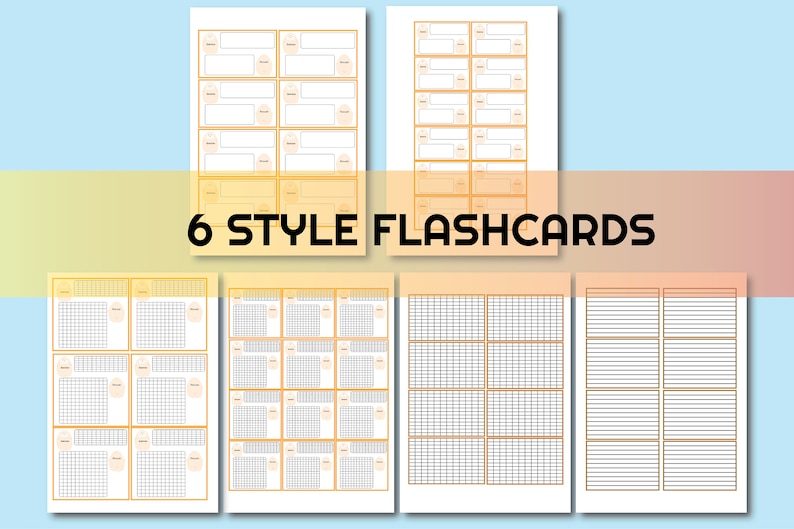 Flashcards, Printable Flashcards, Student Printable, Student, Planner ...