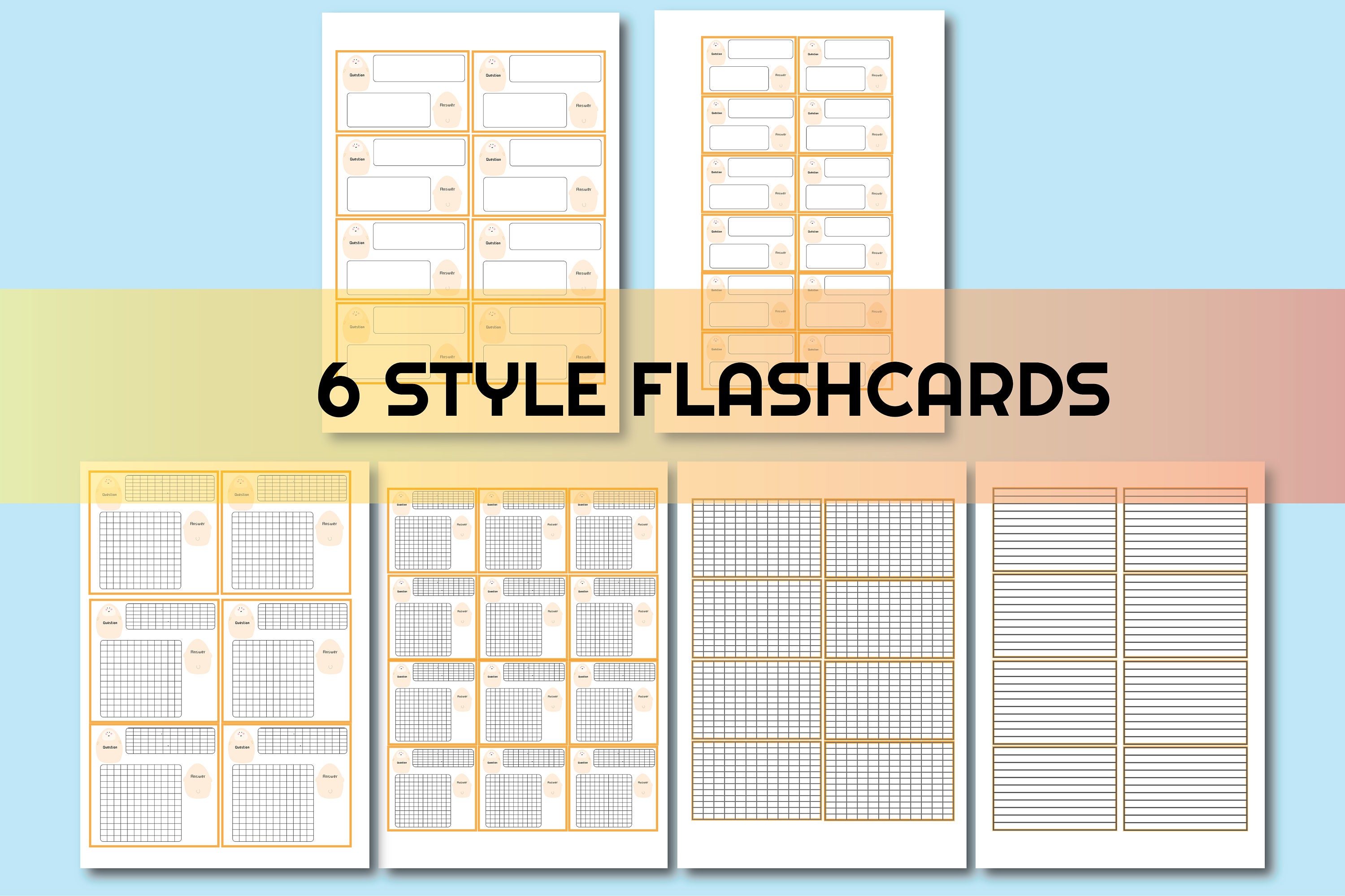 Flashcards Printable Flashcards Student Printable Student - Etsy UK