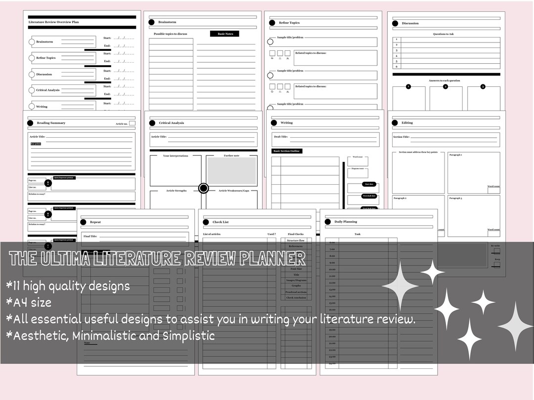 Ultimate Literature Review Planner, Dissertation Planner, Uk Literature ...