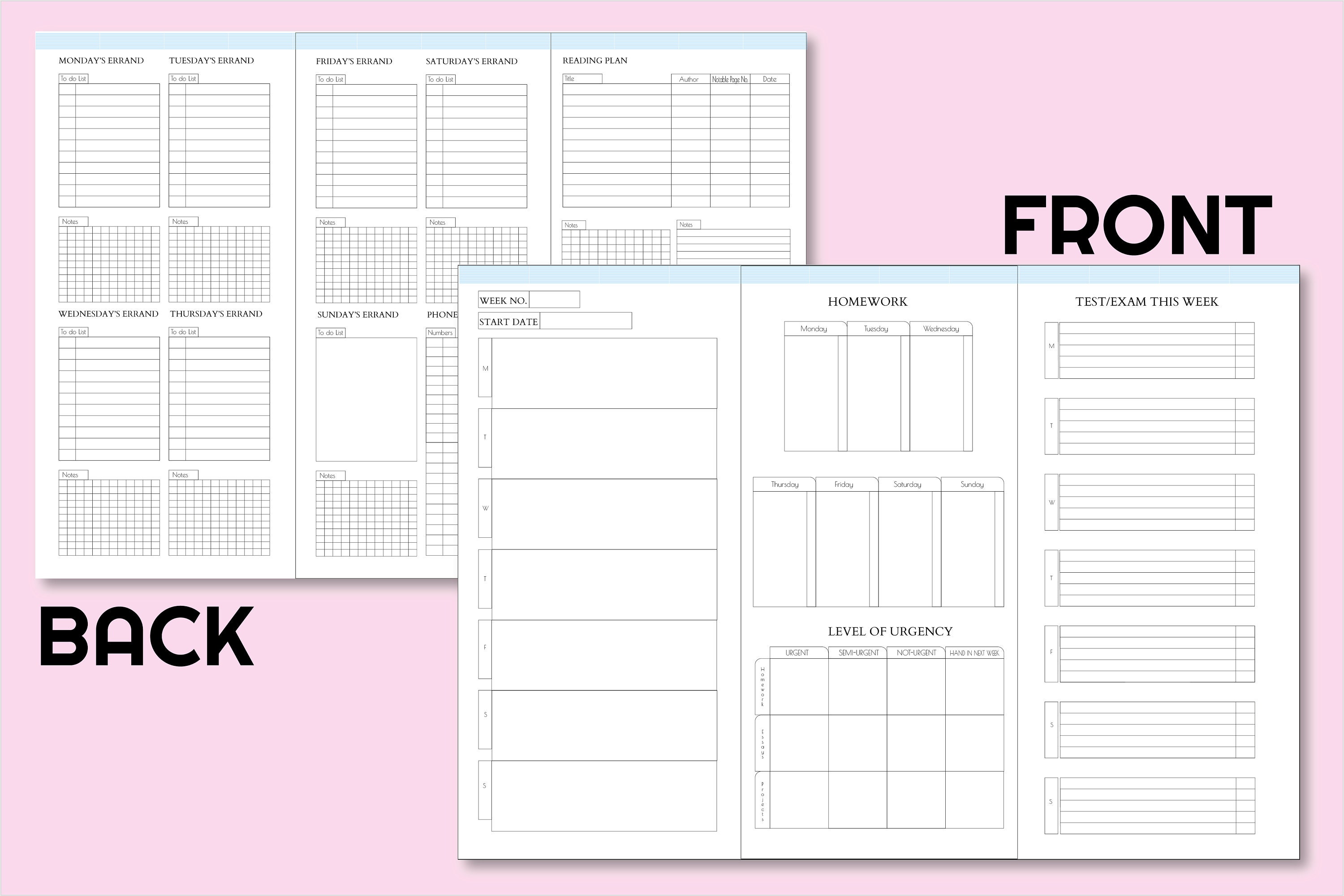 Study Planner, Weekly Planner, Academic Diary, Daily Printable, Study ...