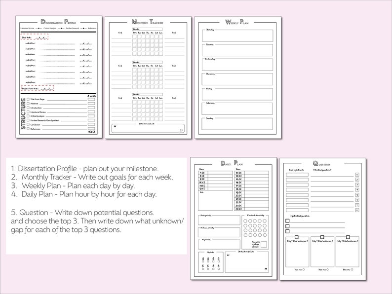 All in One Dissertation Planner, Dissertation Planner, Thesis Planner ...