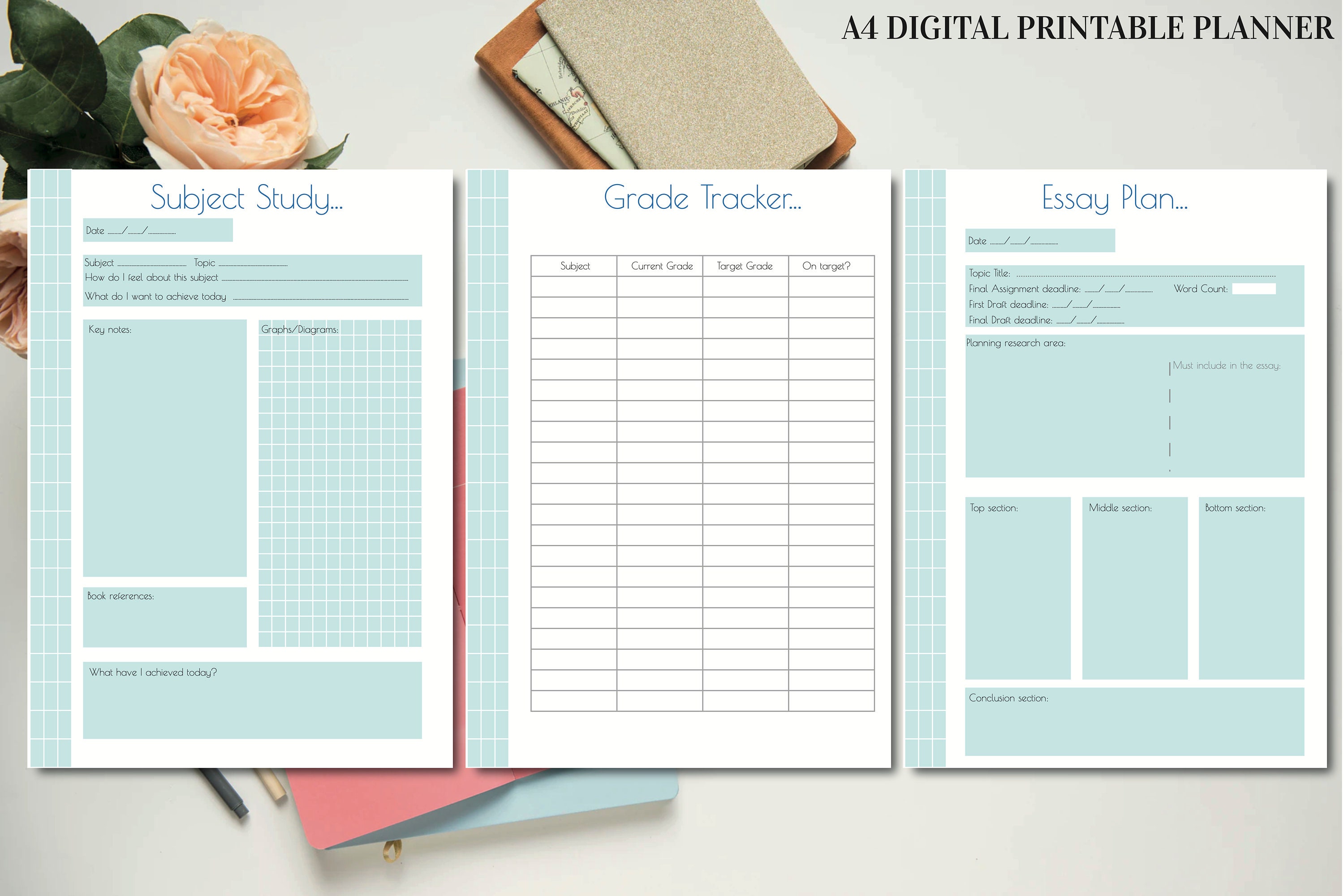 Full Set Student Planner Academic Daily Study Planner - Etsy