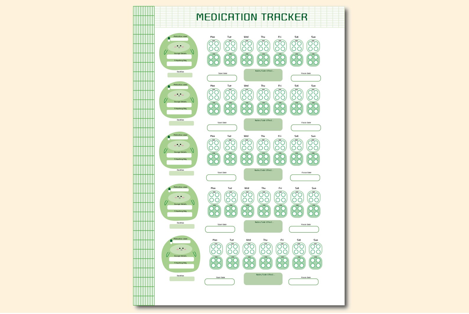 Weekly Pill Tracker, Pill Tracker, Medication Tracker, Printable ...