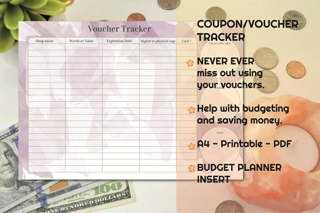 SALE Voucher Tracker, Coupon Tracker, Budgeting Planner Insert ...