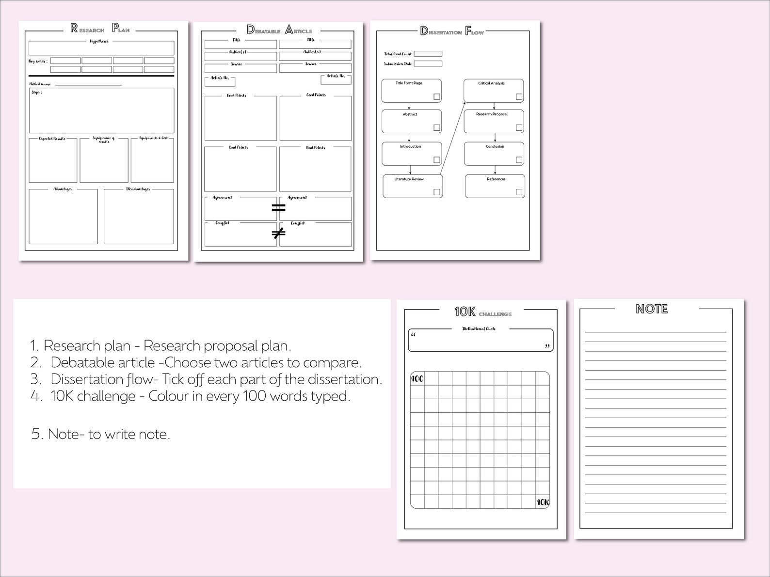 All in One Dissertation Planner, Dissertation Planner, Thesis Planner ...