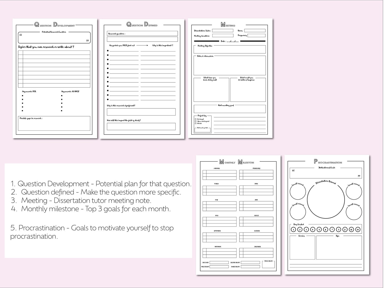All in One Dissertation Planner, Dissertation Planner, Thesis Planner ...