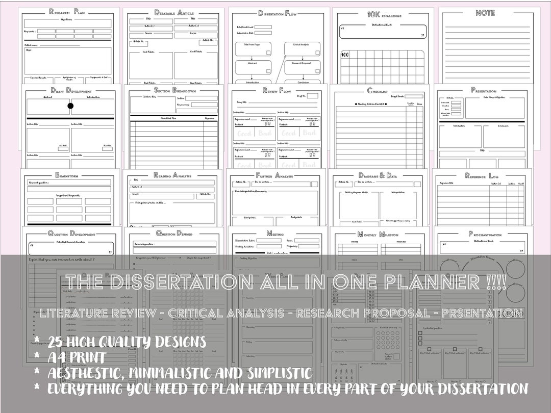 All in One Dissertation Planner, Dissertation Planner, Thesis Planner ...