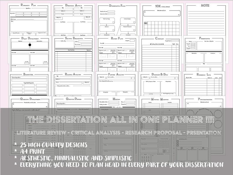 All in One Dissertation Planner, Dissertation Planner, Thesis Planner ...