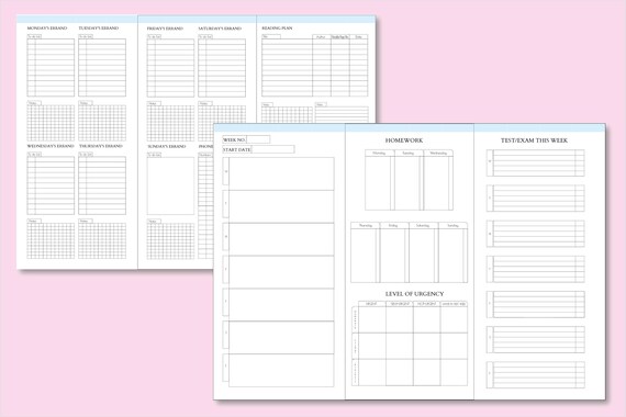 Study Planner Weekly Planner Academic Diary Daily - Etsy UK