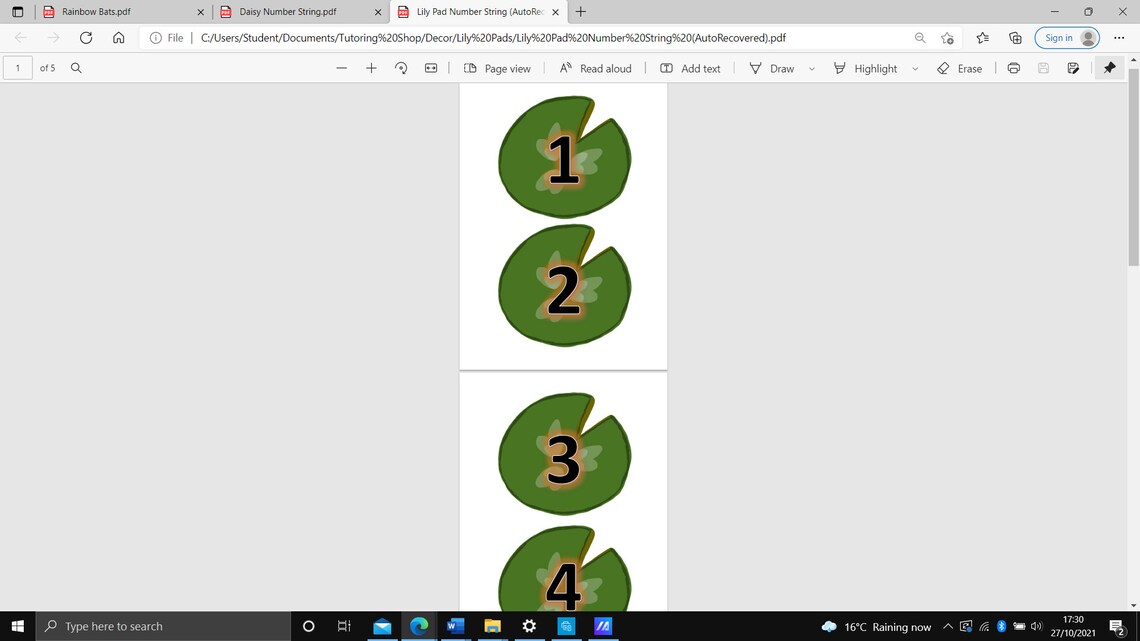 Lily Pad Number String for Classrooms, Nursery, Children's Bedrooms ...