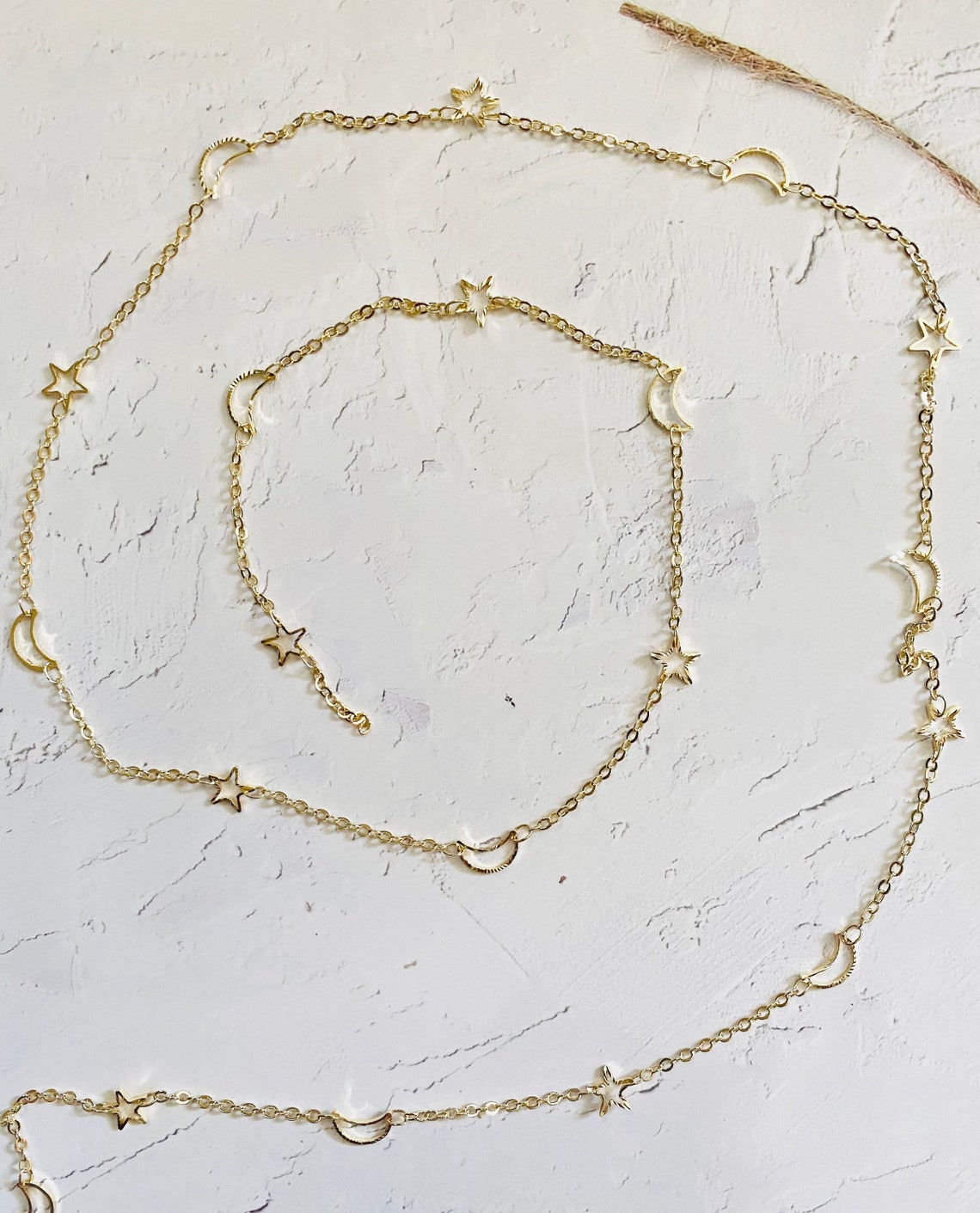 14k High Quality Gold Plated Moon Star Chain, Chain by Foot, Gold Chain ...
