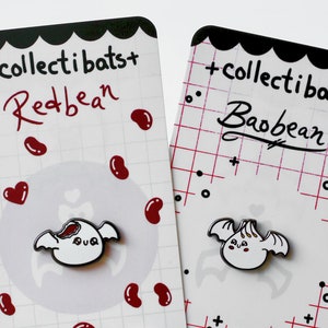 Mochi Bat Enamel Pin Redbean by Collectibats - Etsy