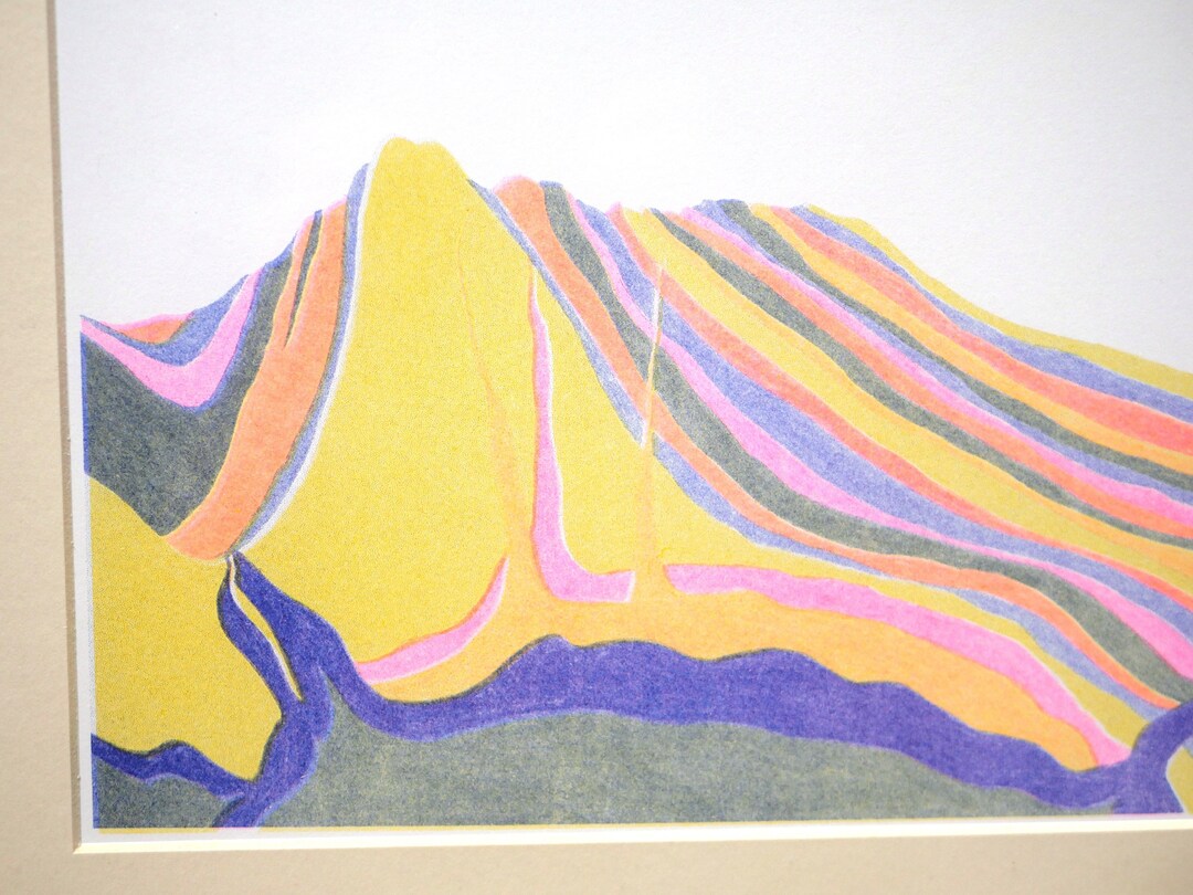 Risography Landscape Geology Poster Landscape Art Decoration Nature Art ...